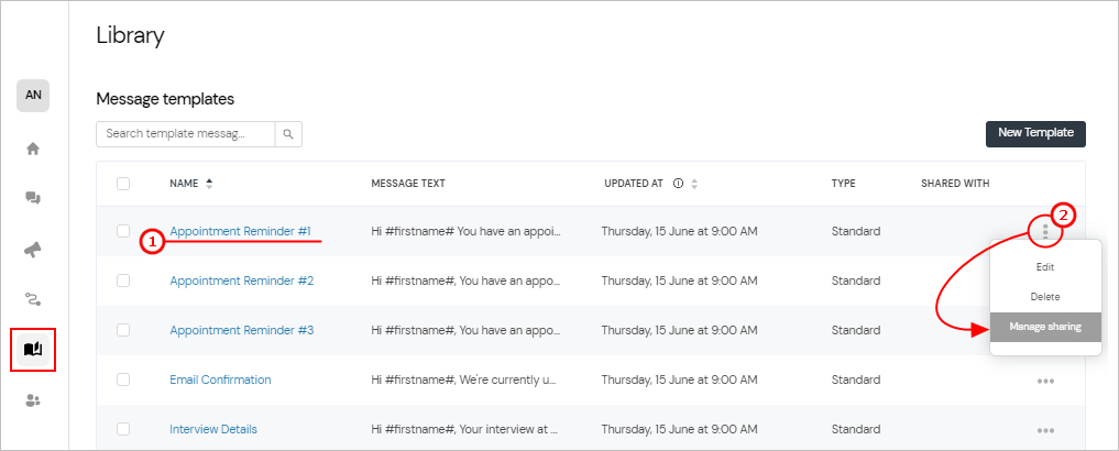 Sharing Templates – Sinch MessageMedia