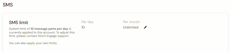 Viewing and Updating your SMS Limit – Sinch MessageMedia