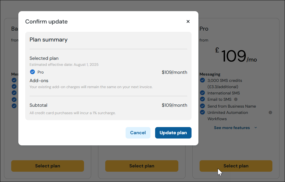 Plan Change – Sinch MessageMedia