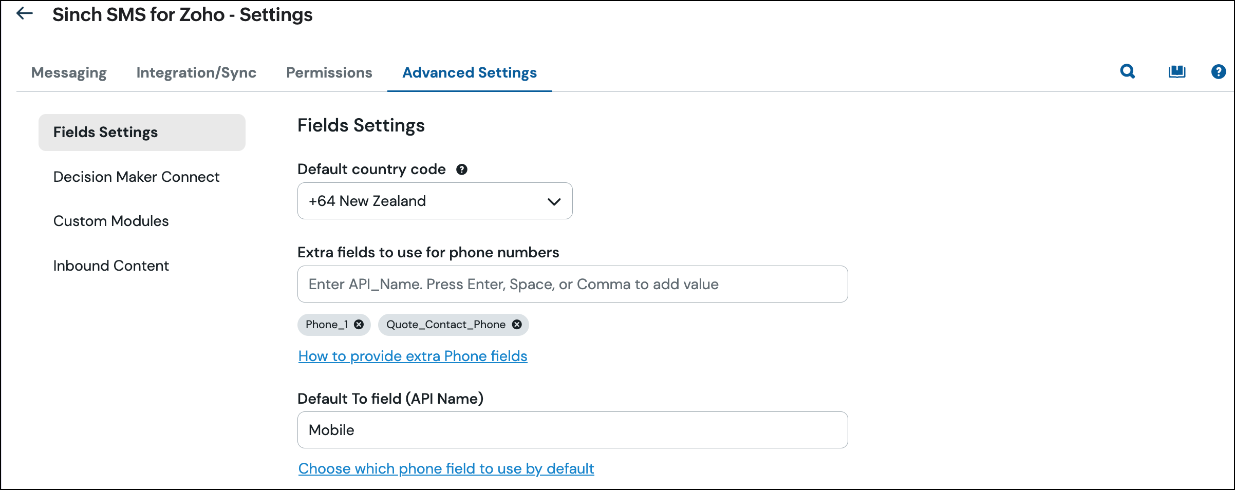 Zoho CRM | Custom modules – Sinch MessageMedia