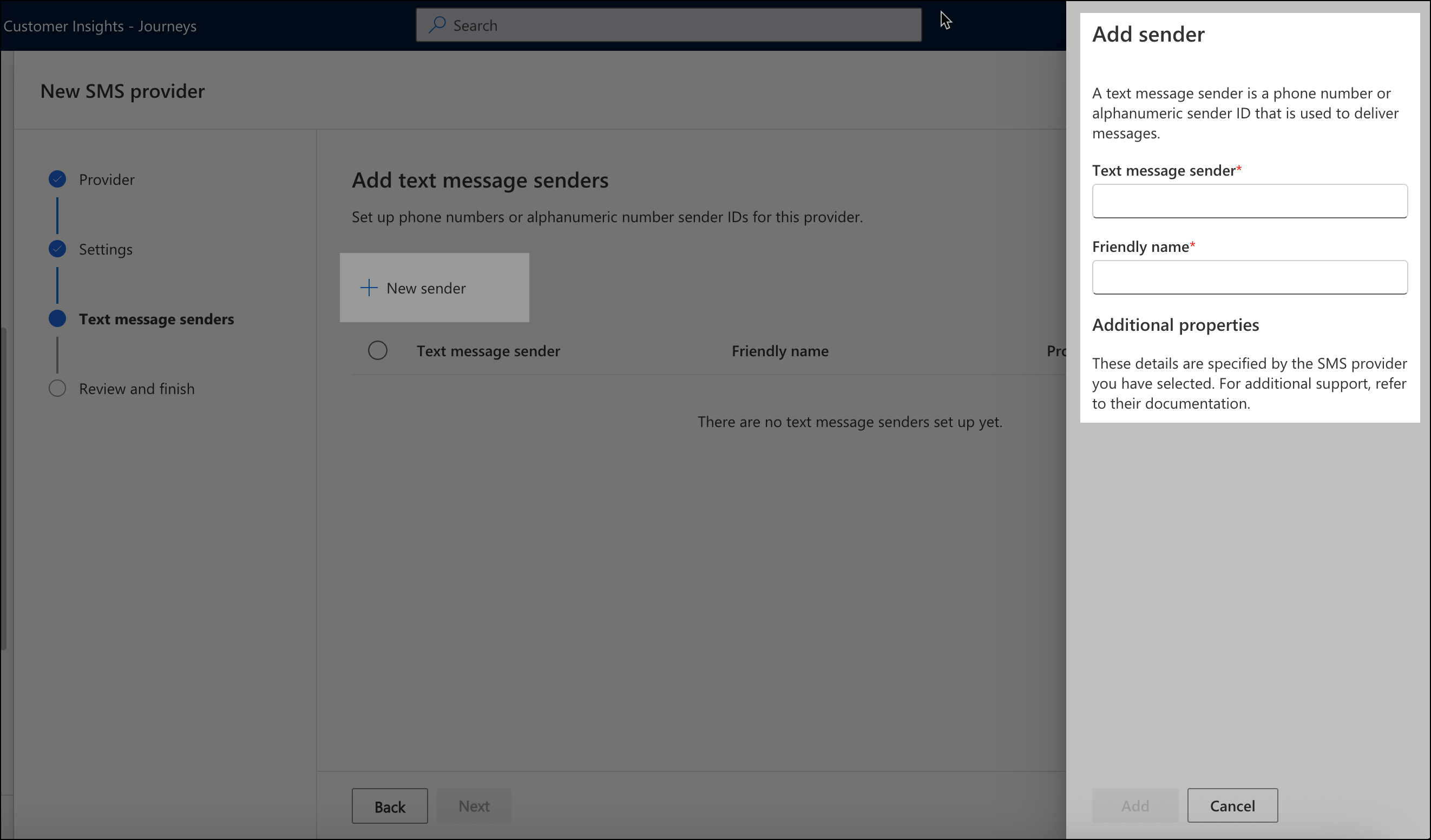Customer Insights | Set up a Sinch SMS provider – Sinch MessageMedia