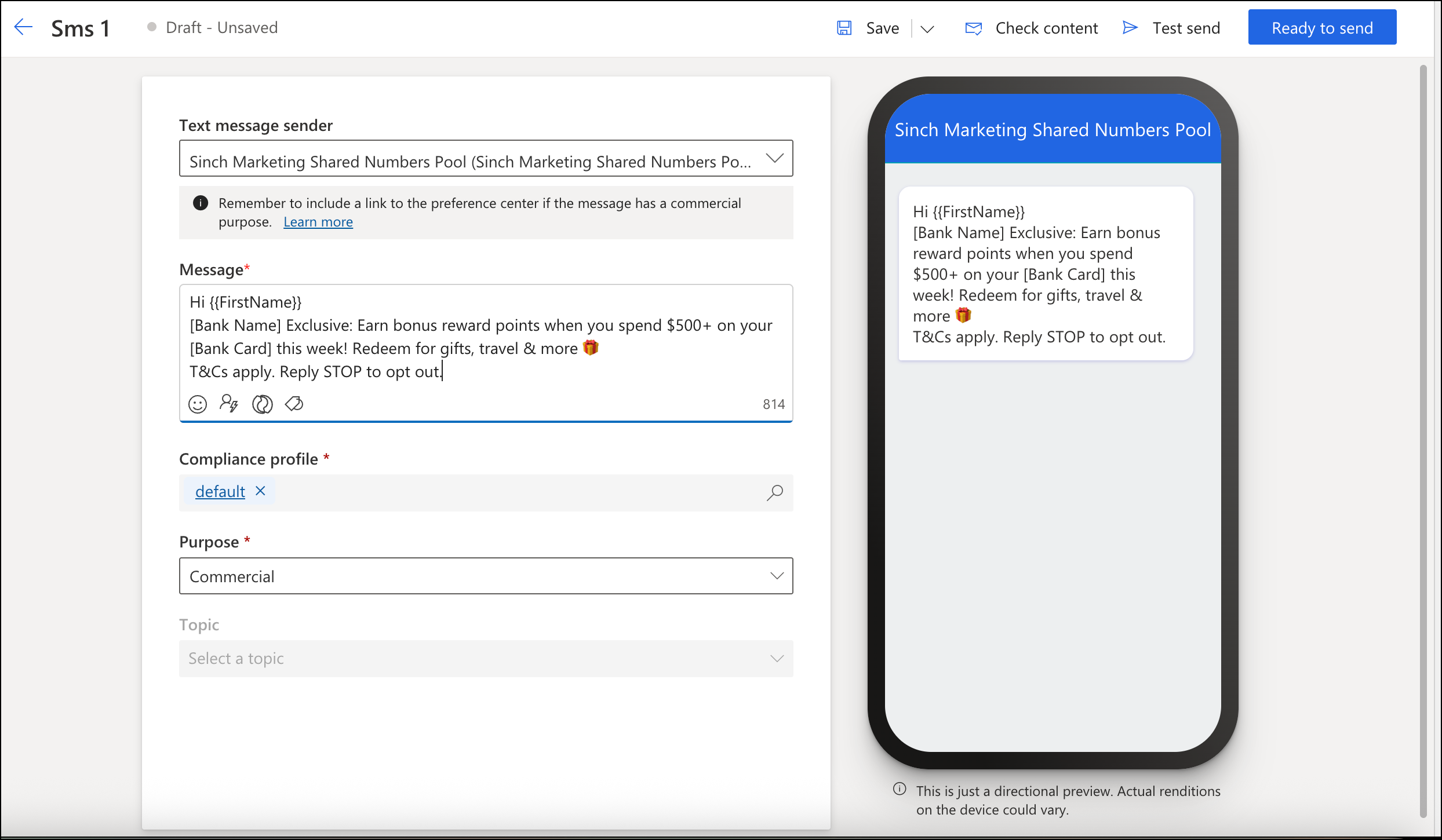 Customer Insights | Send SMS through a journey – Sinch MessageMedia