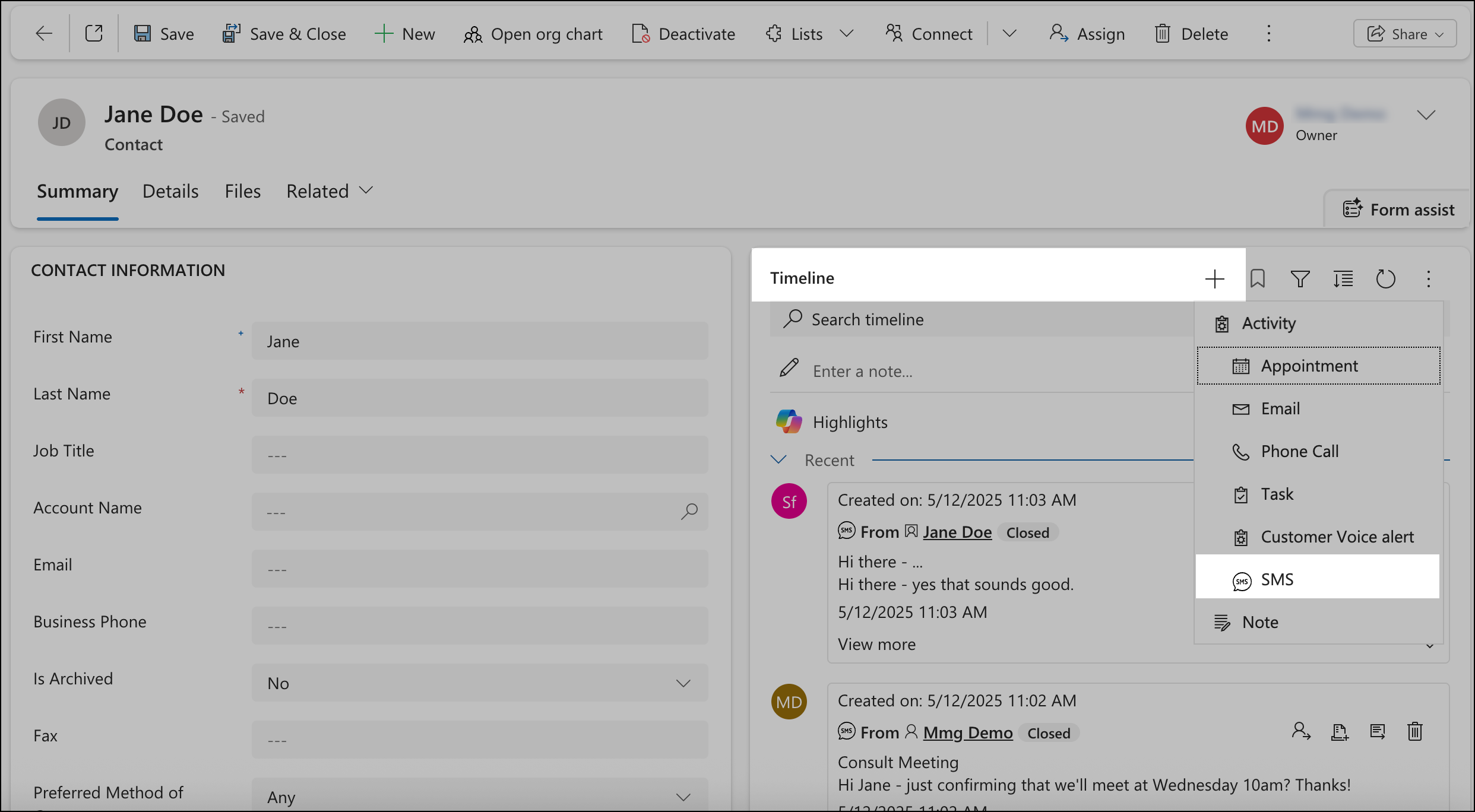 Dynamics | Send individual SMS messages – Sinch MessageMedia