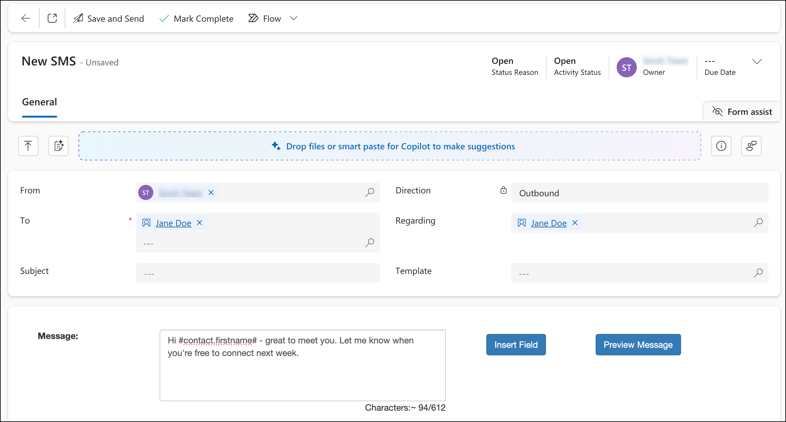 Dynamics | Send individual SMS messages – Sinch MessageMedia