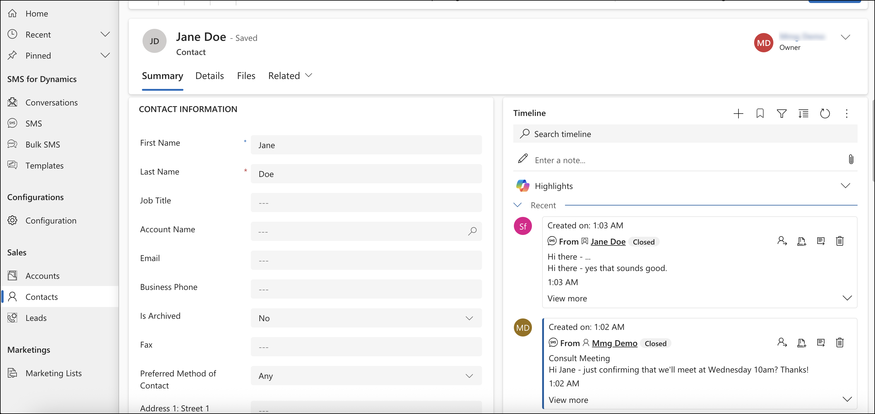 Dynamics | Get SMS replies – Sinch MessageMedia