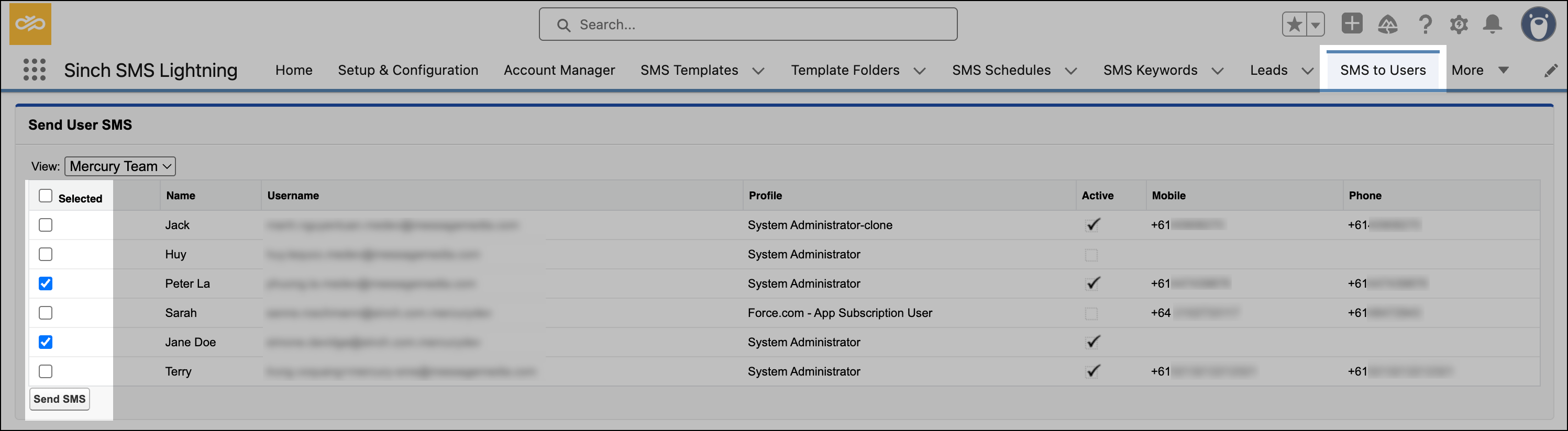 Salesforce | Send messages to users – Sinch MessageMedia