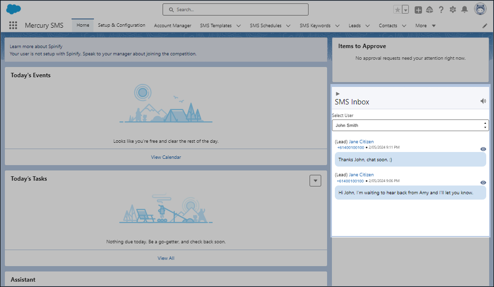 Salesforce | Setup | Add the SMS Inbox – Sinch MessageMedia