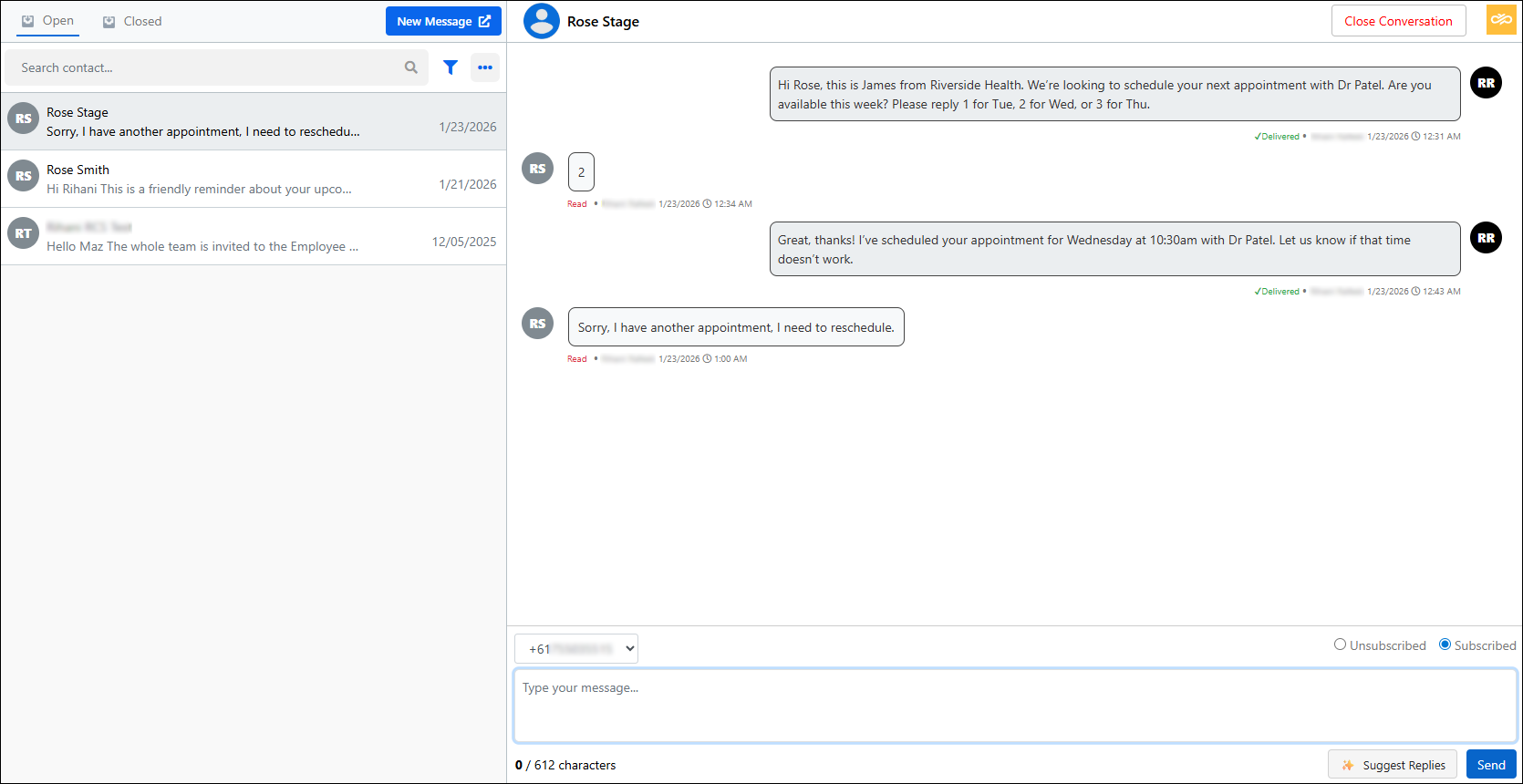 Dynamics | Use the Conversations inbox – Sinch MessageMedia