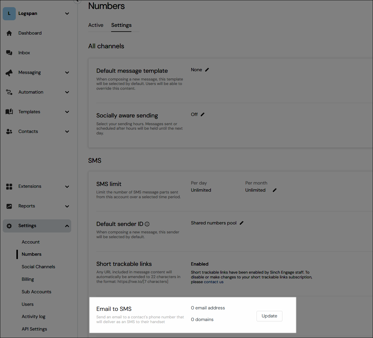 Email to SMS Settings – Sinch MessageMedia