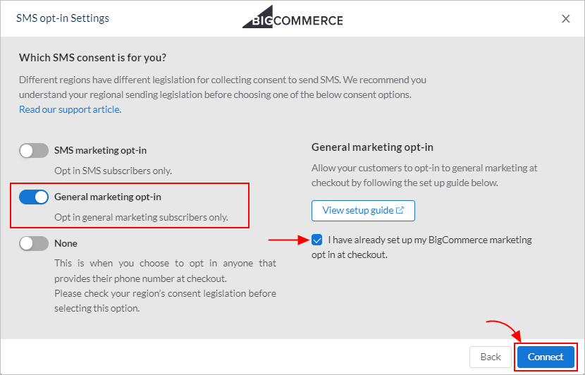 BigCommerce | SMS Opt-In Consent – Sinch MessageMedia