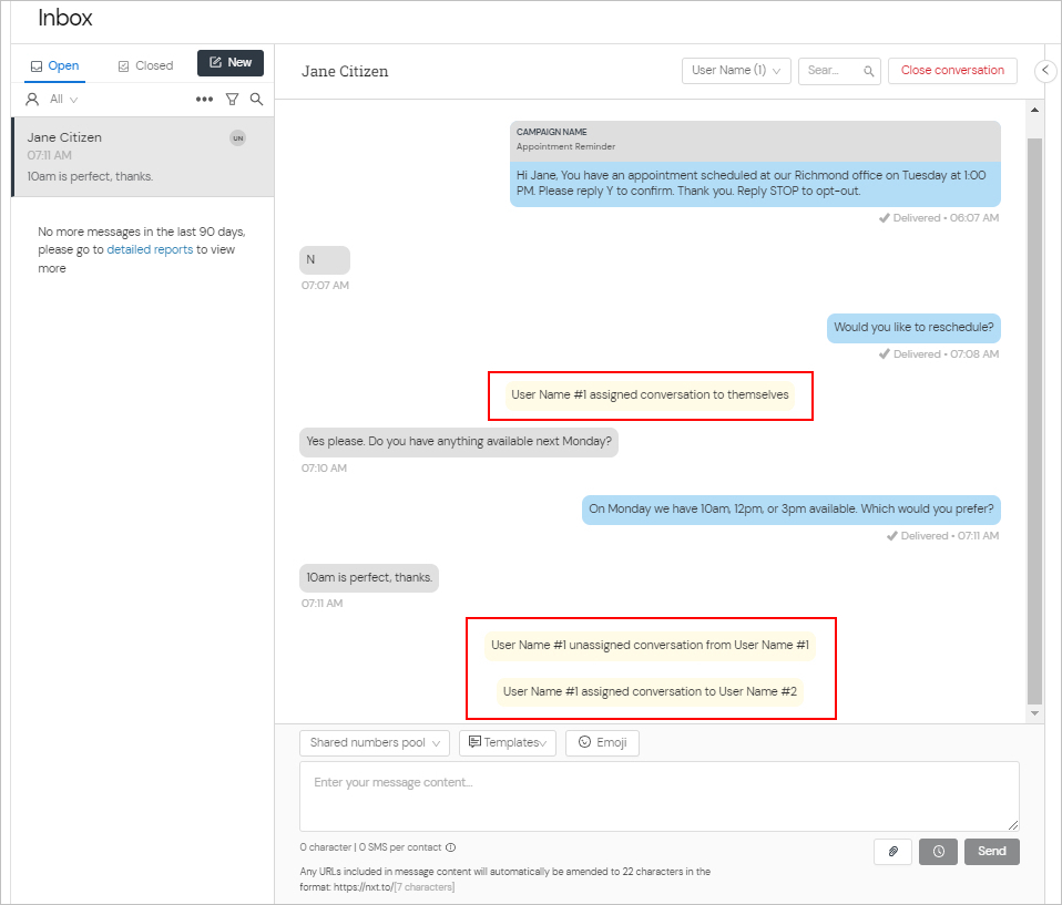 Assigning Conversations in the Inbox – Sinch MessageMedia