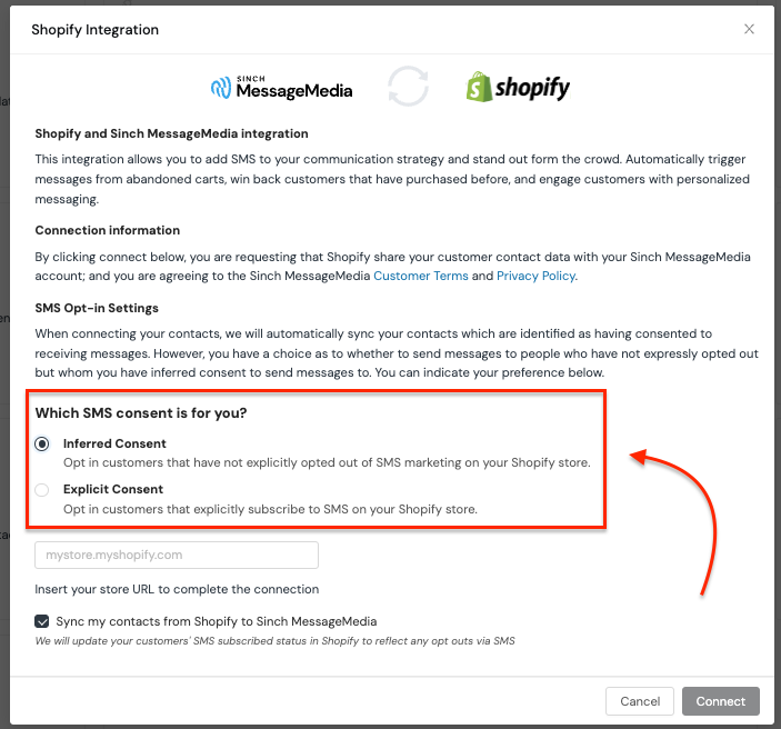 Shopify | SMS Opt-In Consent – Sinch MessageMedia